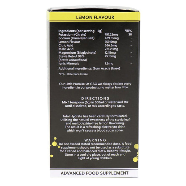 Total Hydrate Lemon - Electrolyte Drink Mix - 150g Powder - G&G ...